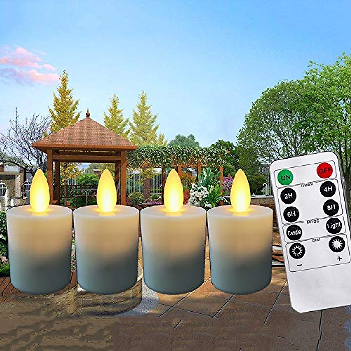 LED Moving Wick Candles with Timer, Battery Operated Flameless Electric Romantic Candles with Flickering Warm White Light, Flameless Fake Candles with Holders for Home Fireplace Christmas or Halloween