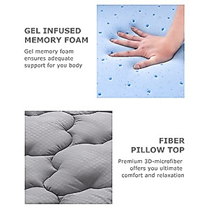 BedStory Mattress Topper Queen Size, Dual-Layer Pillow Top & Gel Memory Foam Bed Toppers 3.6 Inch, 2-in-1 Combination of Comfort and Support, Gray