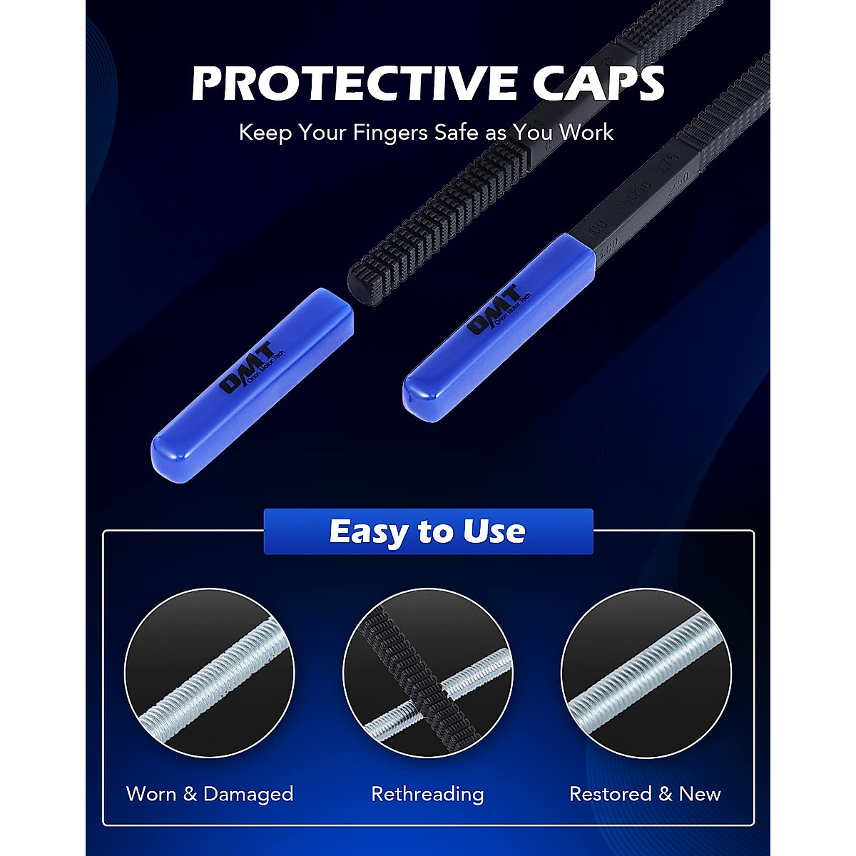 Orion Motor Tech 48 Piece Thread Chaser Set, Metric and SAE Thread Repair Kit with 22 Taps 24 Dies 2 Thread Files, Universal Rethreading Kit Thread Restorer Tool Set in UNC UNF Metric Sizes with Case