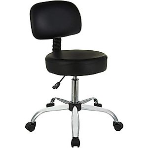 Amazon Basics Multi-Purpose Drafting Spa Bar Stool with Back Cushion and Wheels - Black