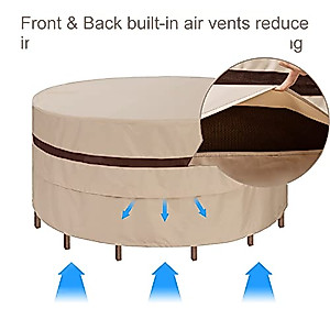 Patio Round Table Chairs Cover 90''Dia Waterproof Dustproof Round Table Covers for Outdoor Furniture Anti-Fading Heavy Duty Patio Furniture Covers