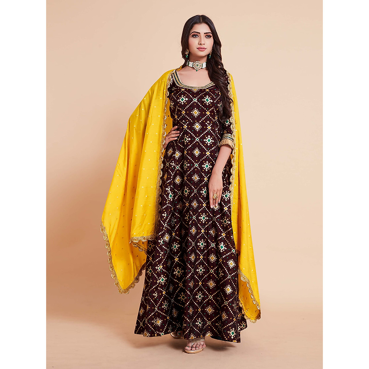 Indian Kurti for Womens Dupatta | Art Silk Woven Kurta Kurtis Tunic For Women Purple