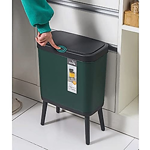 PIJS Trash Can Large Trash Can, High-Foot Large-Capacity Kitchen Wastebasket, Household Trash Can with Lid for Living Room Bathroom Garbage Can (Color : White Gold)