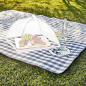 7 Pack Food Covers for Outside, Mesh Food Cover pop-up food tent, 1 Large (40"X24") & 6 Standard (17"X17") Plate Serving Tents, Collapsible Fine Net Screen Umbrella for Outdoor, Picnics, BBQ, Parties