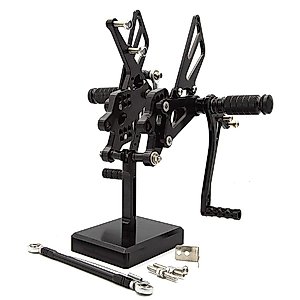 CNC ZX10R 04-05 Motorcycle Adjustable Rearsets Foot Pegs Rear Set Footpeg Brake Shift Pedal Compatible with Kawasaki Ninja ZX10R ZX 10 R ZX-10 2004-2005 Black