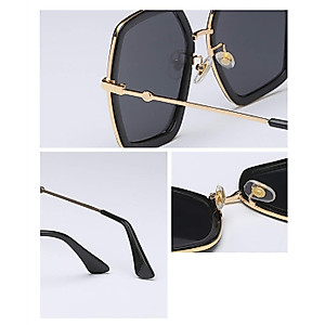 iKANOO Oversized Square Sunglasses for Women Hexagon Inspired Designer Style Shades (Champagne)