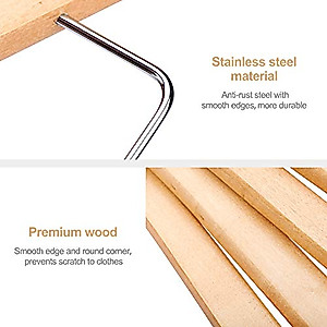 HOUSE DAY 12 Pack High-Grade Wooden Suit Hangers Skirt Hangers with Clips Solid Wood Pants Hangers Natural Smooth Finish Premium Wood Hangers with Durable Metal Clips for Blouse, Dress, Coat, Jacket