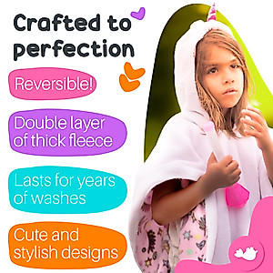 Birdy Boutique Car Seat Poncho for Kids – Safe to Use Over Seat Belts – Reversible Warm and Cozy Blanket – Easy on Easy Off and Doesn’t Impact Car Seat Performance – Unicorn – One Size