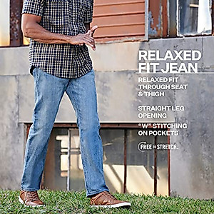 Wrangler Men's Free-to-Stretch Relaxed Fit Jean, Marine, 38W x 30L