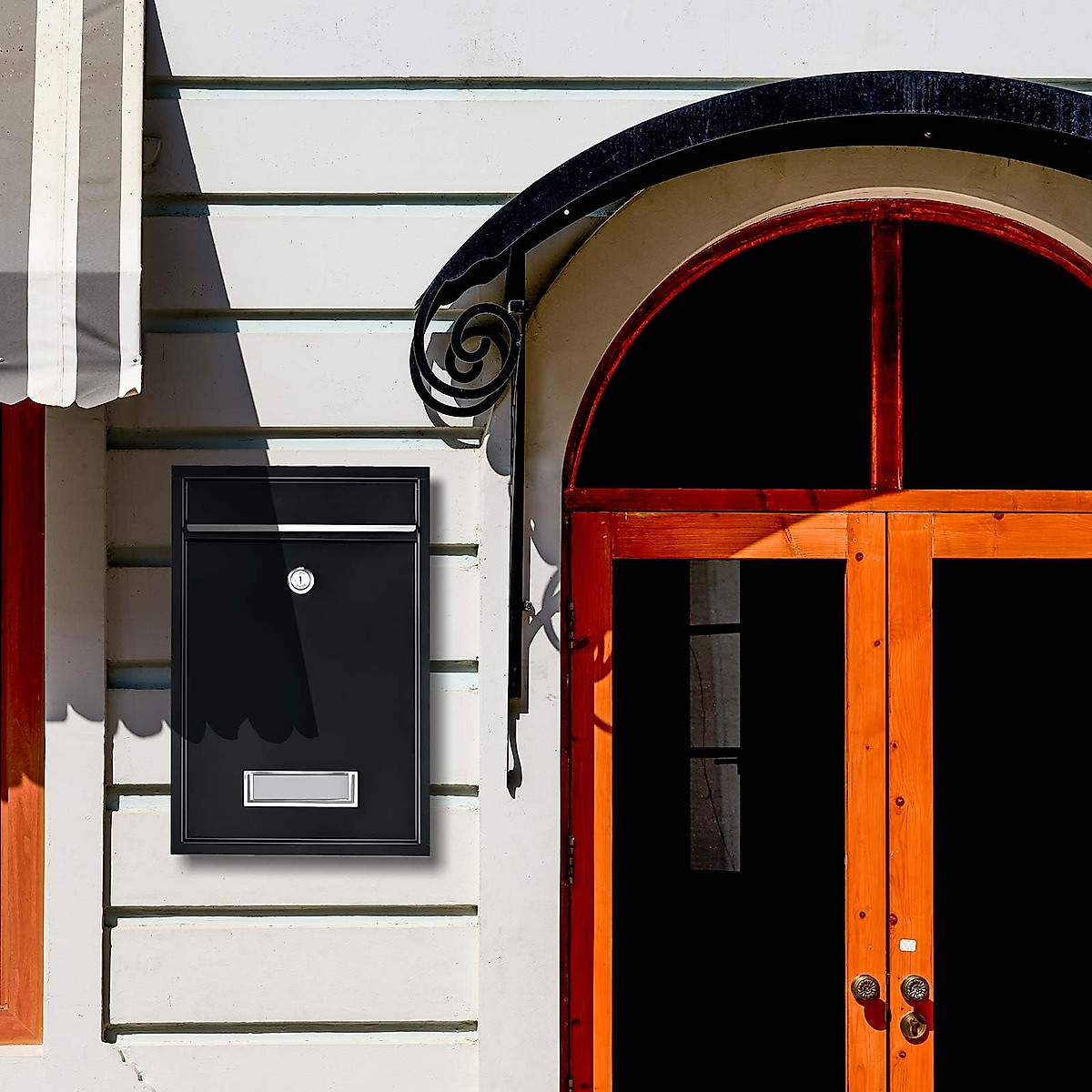 Gisafai 2 Pcs Mailboxes for Outside Wall Mount Large Donation Suggestion Box for Mailbox Postbox Letters Newspapers Rust Proof with Slot Steel, 12.68 x 8.54 x 3.31 Inch, Black(Key Lock)