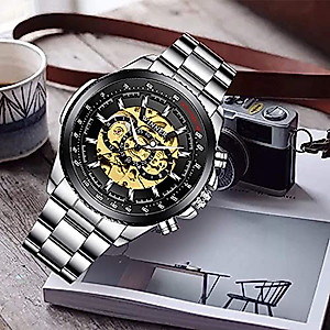 Black Golden Skeleton Dial Luminous Design Mechanical Watch for Men Top Brand Luxury Folding Clasp with Safety…