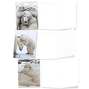 The Best Card Company - 10 Assorted Blank All Occasions Notes Box Set 4 x 5.12 Inch with Envelopes (10 Designs, 1 Each) Boxed Assorted Kid Cards of Pets - Bear Hugs AM6327OCB-B1x10