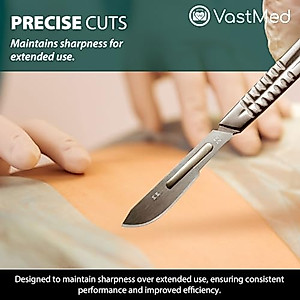 200PCs Dental Grade #22 Stainless Steel Sterile Surgical Blades by VASTMED | Individually Wrapped High Stainless Steel Dermablade Surgical Blade