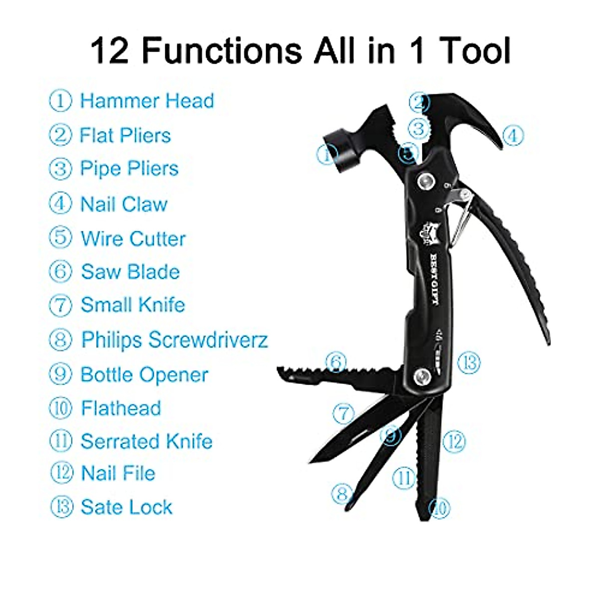 Dad Gifts Who Wants Nothing Fathers Day, Gifts for Dad from Son Daughter, Cool Gadgets, Unique Birthday Gift Ideas for Men Father, 12 in 1 Mini Hammer Multitool