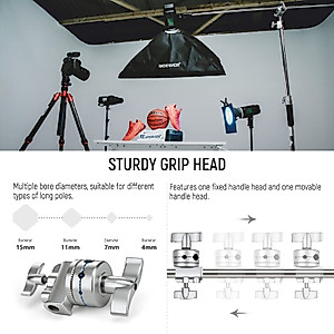 NEEWER C Stand with Boom Arm & Sliding Legs, Pro 100% Stainless Steel Stand Max Height 10.13ft/309cm with 3.9ft/120cm Arm & 2 Grip Heads for Photography Umbrellas, Reflectors, Softboxes and Monolights