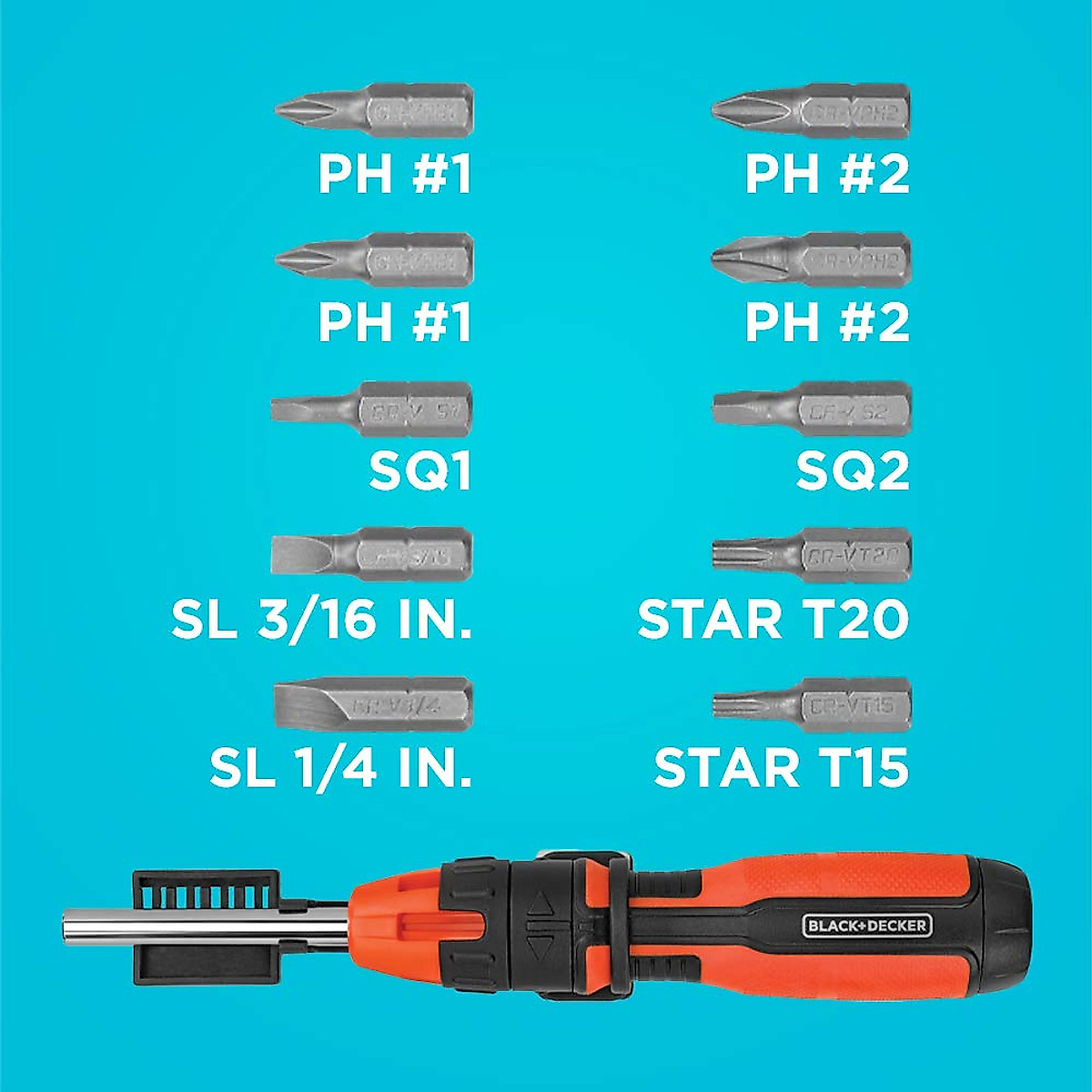 BLACK+DECKER Ratcheting Screwdriver, 10 Bit (BDHT68000)