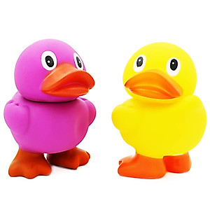 The Dreidel Company Jumbo Rubber Duck Toy with Flippers, Squeeze to Squeak N' Quack, Giant Rubber Duckies for Kids, Bath, Baby Shower, Birthday, Pool Activity,6.5" Tall (2-Pack Assorted)