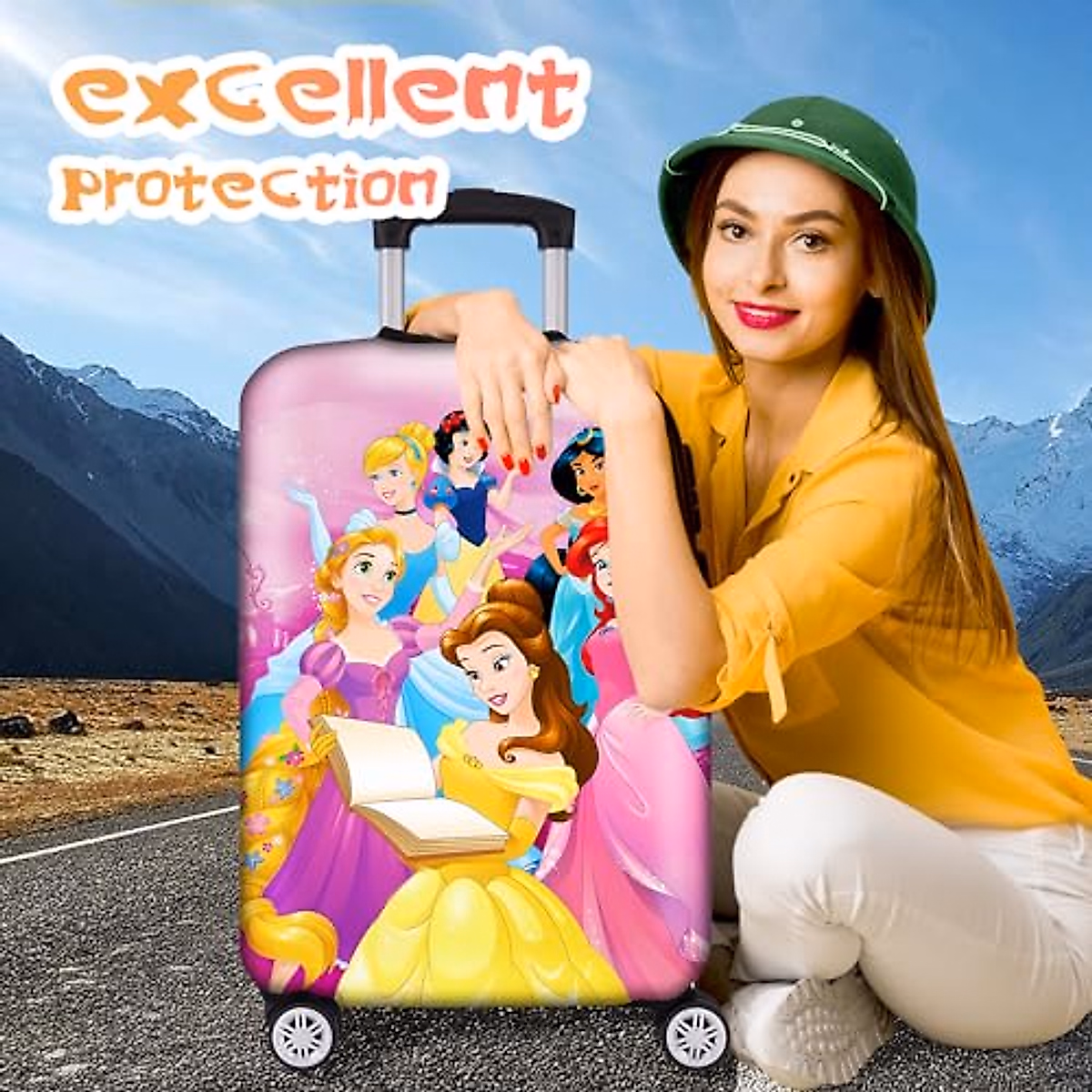 Midternal Suitcase Cover Luggage Covers Protector Carry On Cover Luggage Wraps for Suitcase Carry On Protector Cute Princess Luggage Sleeve Travel Suit Case Dust Cover for Suitcase 18-20 Inches