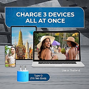 OREI Thailand Travel Plug Adapter with Dual USB - USA Input - Type O (U2U-18), Will Work with Cell Phones, Camera, Laptop, Tablets, iPad, iPhone and More