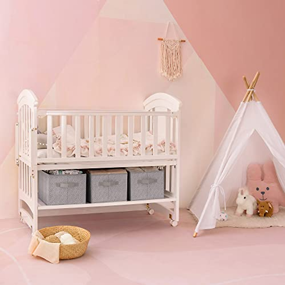 GRANNY SAYS Bundle of 3-Pack Rectangle Cloth Storage Bins & 2-Pack Closet Hanging Organizer for Bedroom