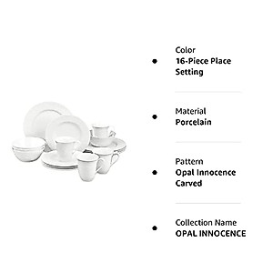 Lenox Opal Innocence Carved Dinnerware, 21.55 LB, 16-Piece Place Setting