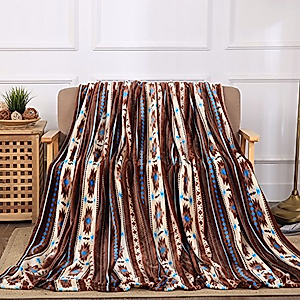 All American Collection Super Soft Ultra Comfort Plush Microfiber Solid Throw Blanket for Couch Home Bedroom Living Room (King, Beverly Coffee Southwest)