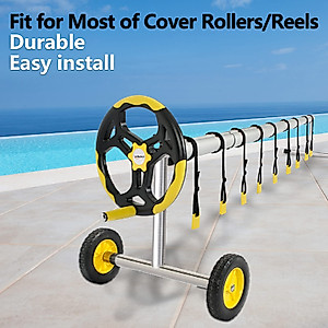 VINGLI Pool Cover Reel Set Pool Reel Embedded Straps with Clips, Pool Solar Cover Reel Attachment Kit,Including 8 Adhesive Nylon Straps, 12 Cord Plates,8 Buckles for In-ground Swimming Pool