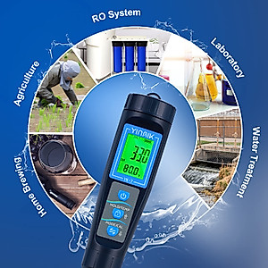 YINMIK 7 in 1 Digital pH TDS EC ORP Salt S.G Temp Meter with 15 Pack pH Calibration Buffer Powder