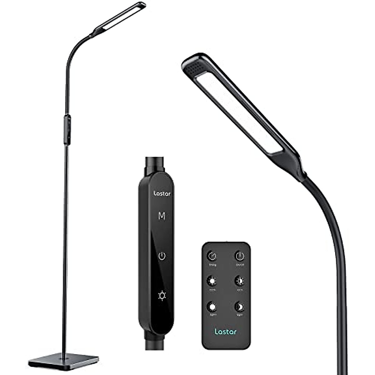 LED Floor Lamp, Laster Reading Standing Lamps with Remote and Touch Control for Living Room, Bedroom, Office with 4 Color Temperature & 4 Brightness Levels, 1H Timer & Memory Function