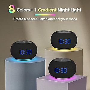REACHER Digital Alarm Clock Bluetooth Speaker with FM Radio, Auto-Dimmable, 7 Wake Up Sounds, Gradient Light, 30-Level Volume, Memory Function, Bedroom/Office Clock Radio for Kids Adults Seniors