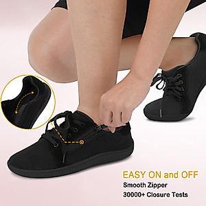 SKASO Fashion Sneakers Minimalist Shoes Barefoot Wide Toe Box Shoes Women Comfortable Walking Shoes Zero Drop for Casual Black Size 10 Wide