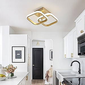 AMZASA Gold Hallway Light Modern LED Ceiling Light Mini Close to Ceiling Lamp for Balcony Corridor Closet Bedroom Bathroom Kitchen 4000K Neutral Light