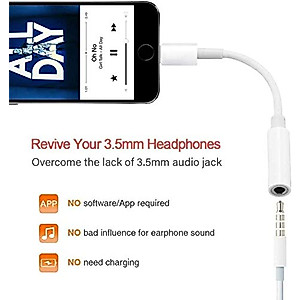 3 Pack Headphone Adapter for iPhone, [Apple MFi Certified] Lightning to 3.5 mm Headphone Earphone Jack Adapter Compatible with iPhone 14/13/12/11/XS/XR/X 8 7, Support All iOS Systems (White)
