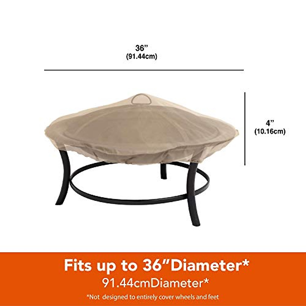 Modern Leisure Water-Resistant, 35 in Patio Fire Pit Cover, inch, Beige,Khaki