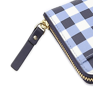 Kate Spade Hyde Lane Gingham Michele Zip Around Wallet New Navy/White