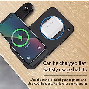 Wireless Charging Station, 15W Fast Charging Station, 4 in 1 Fast Wireless Charging Dock for iPhone 15/14/13/12/Pro Max/XS/XR/X, IWatch 7/6/5/4/3/2/XS, AirPods Pro/3/2