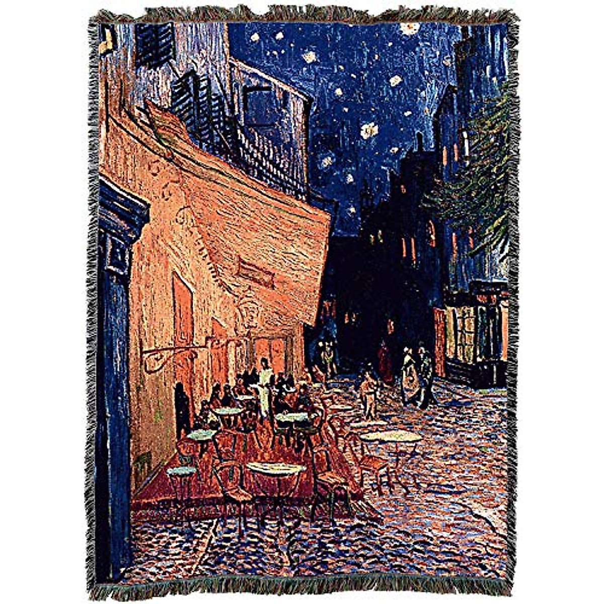 Pure Country Weavers Cafe Terrace at Night Blanket by Vincent Van Gogh - Fine Art Gift Tapestry Throw Woven from Cotton - Made in The USA (72x54)