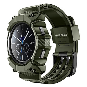 SUPCASE for Samsung Galaxy Watch 4 Classic Band with Case 46mm (Unicorn Beetle Pro), [Military-Grade Protection] Heavy Duty Cover with Adjustable Strap Band for Galaxy Watch 4 Classic, DarkGreen