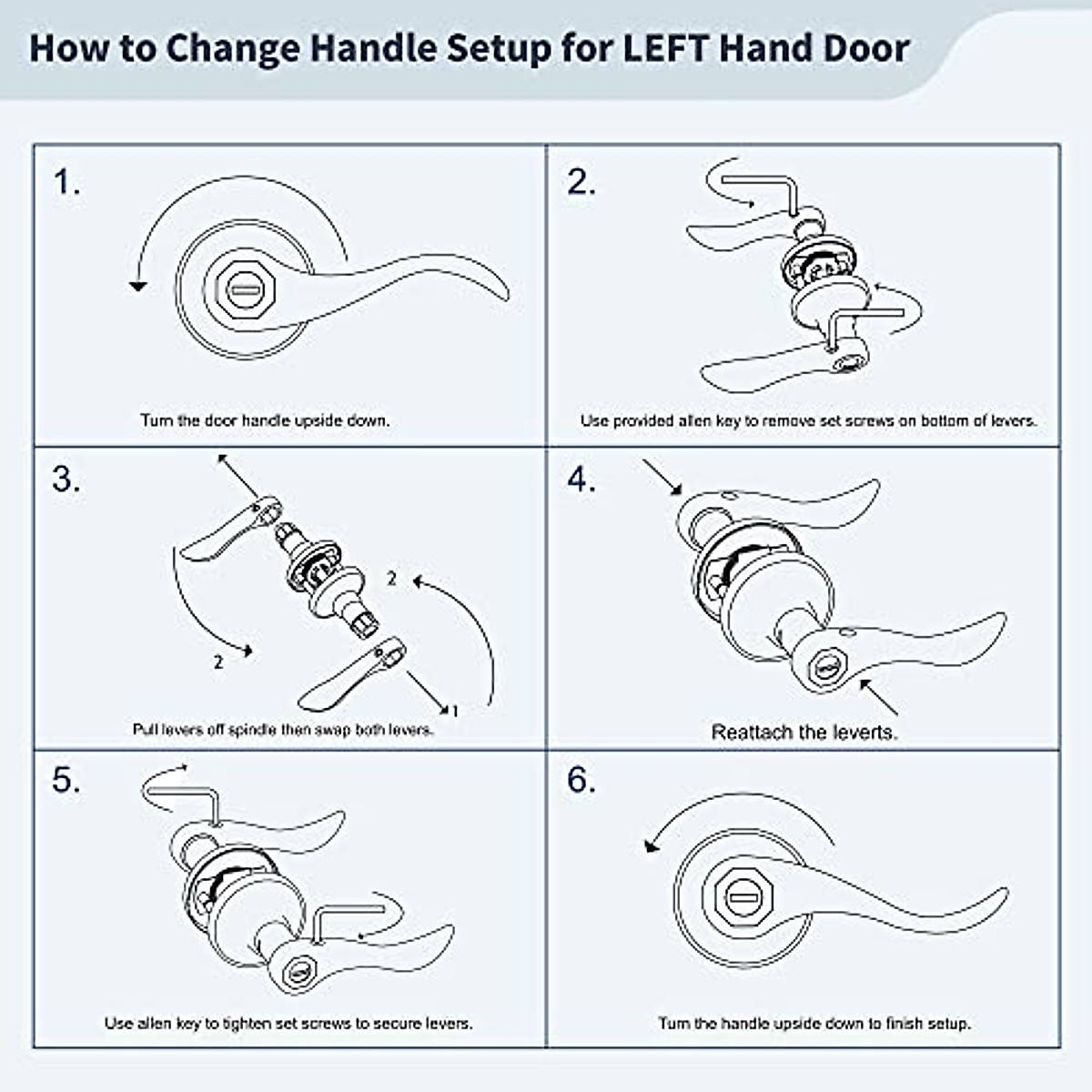 LOQRON Wave Style Door Lever Keyed Entry Door Handle with Lock, Entrance Lever Reversible for Left/Right Handed for Office or Front Door with Satin Nickel Finish, 1 Pack