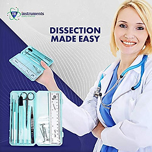 DR Instruments 61936PCT Precision Dissection Kit - 25-Piece Biology Kit - 8 Stainless Steel Instruments - Extra Blades & T-Pins - Biology Students & Faculty - Autoclavable Case in Assorted Colors