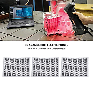 3 Sheets Scanner Positioning Points 3D Scanning Reflective Film Sticker Reference Marking Point 3mm ID 6mm OD Optical Tracking 3D Scanner Marker