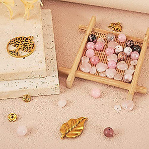 Cheriswelry Box of 8mm Gemstone Beads Bracelet Making Kit with Natural Mixed Stone Beads Rhinestone Spacer Beads Alloy Pendants Elastic Thread Jump Ring for Jewelry Making Crafts (254Pcs/Box)