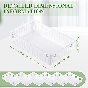Wenqik 6 Pack Plastic Basket 10.24 x 6.5 x 2.36 Inch Small Plastic Storage Bins Rectangle Plastic Organizer Tray Classroom Containers for Organizing Shelves Home Desks Snack Cosmetics Crafts (White)
