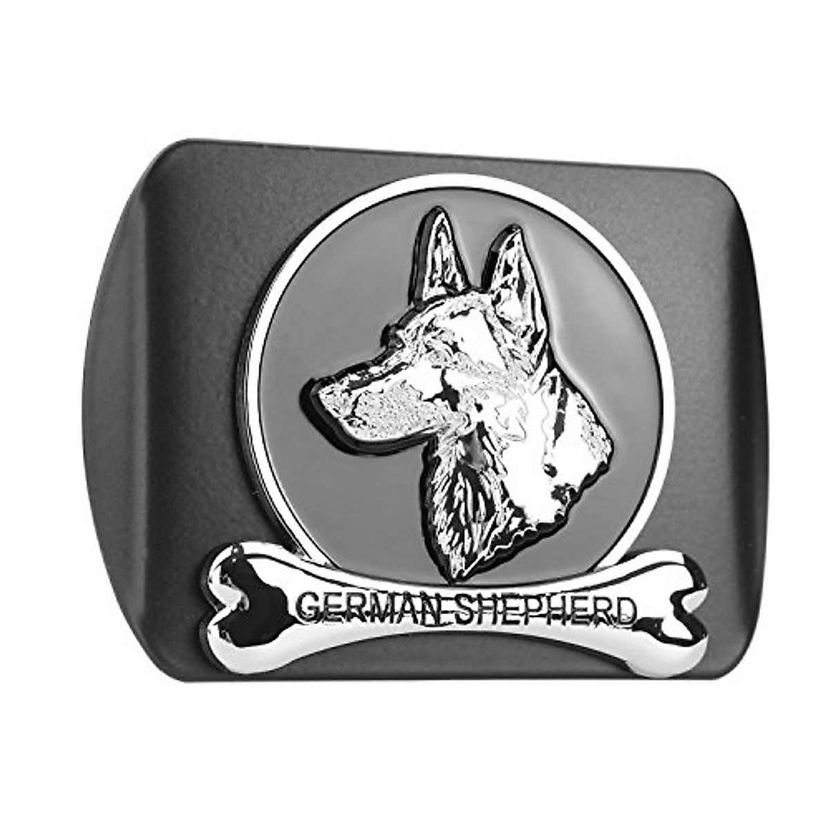 eVerHITCH Dog Chrome 3D Badge Emblem Metal Trailer Hitch Cover (Fits 2" Receiver, German Shepherd)