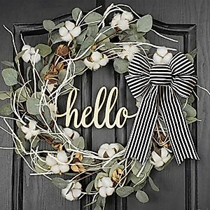 Cintago 6pcs Black and White Striped Bows for Wreath,8x12.5 Inches,Ticking Christmas Bows,Gift Bows,Holiday Bows for Craft