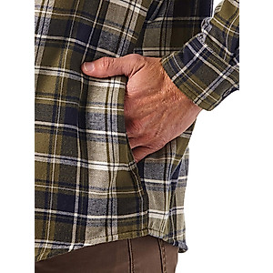 Wrangler Authentics Men's Long Sleeve Sherpa Lined Shirt Jacket, Olive Sky, 3X-Large