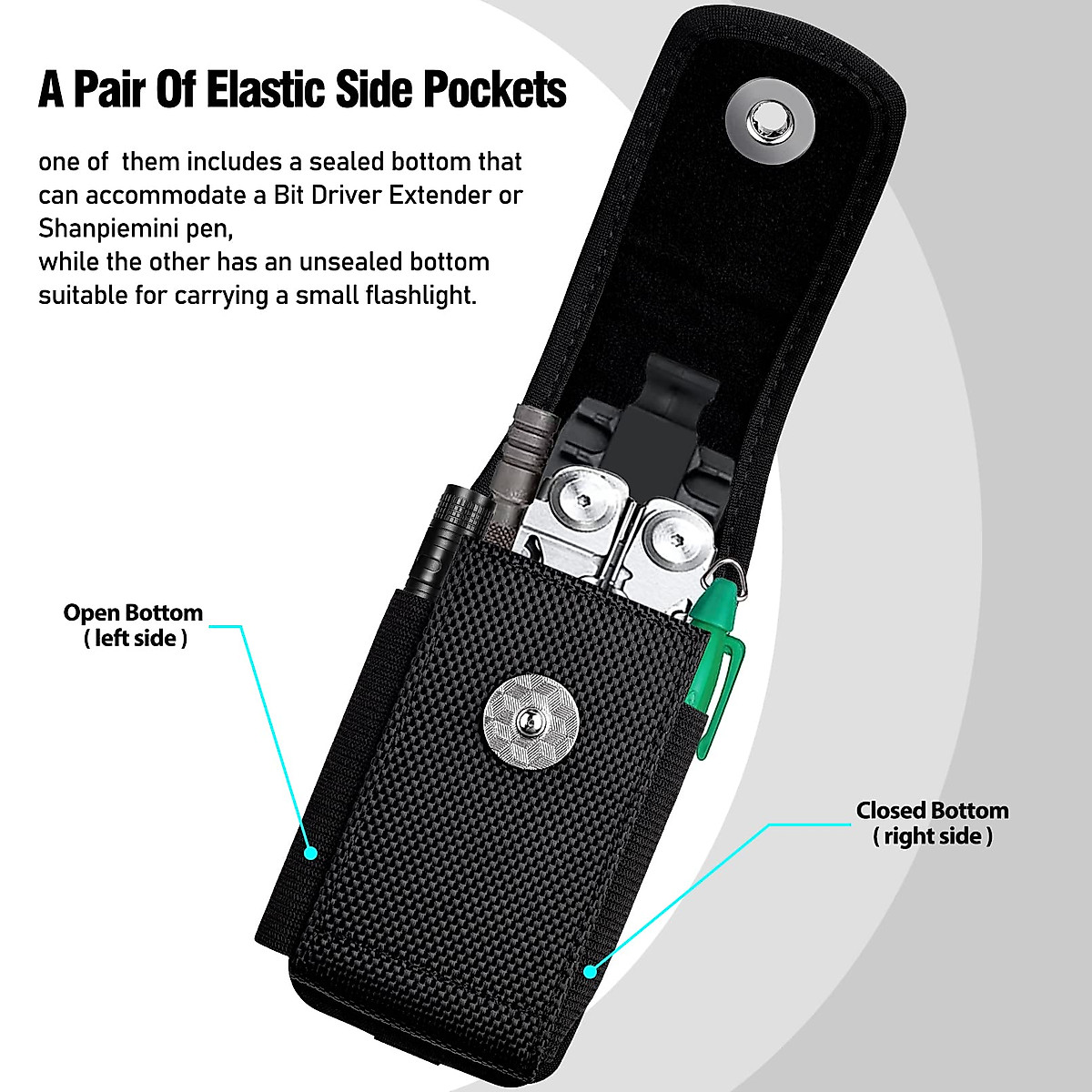 ACCKUO Multitool Sheath Compatible with Leatherman EDC Belt Organizer Tool Holster Pouch, Black