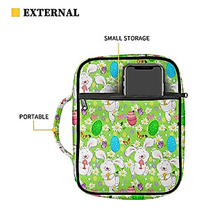 Pointodoor Easter Bible Case Christian Gift Prayer Purse Carrying Church Bag for Girls Women Cute Easter Rabbit Print for Standard Size Bible