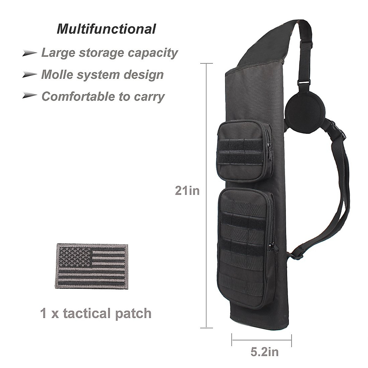 KRATARC Archery Back Arrows Quiver Bag with Molle System and Pockets for Hunting Shooting Target Practice (Black- molle design)