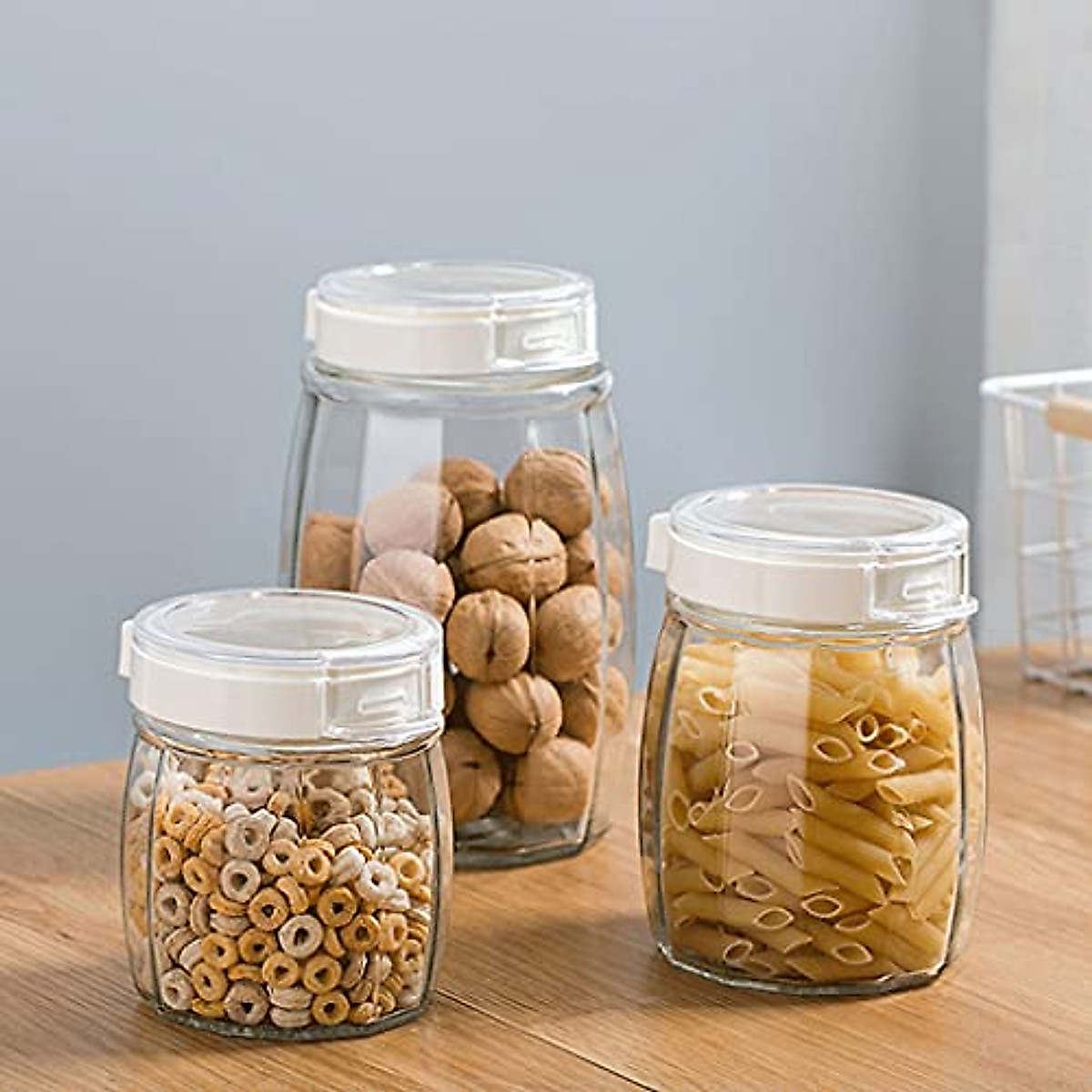 RFME Transparent Kitchen Storage Glass Tube flip Type Large capacity-1pcs Medium